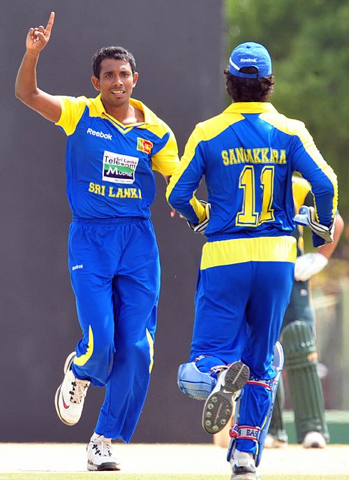 Thilan Thushara sent back Nasir Jamshed with his third ball ...