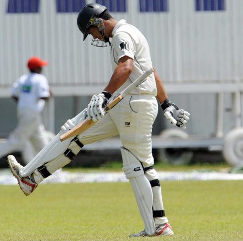 Ross Taylor shows his frustration after being caught-behind ...