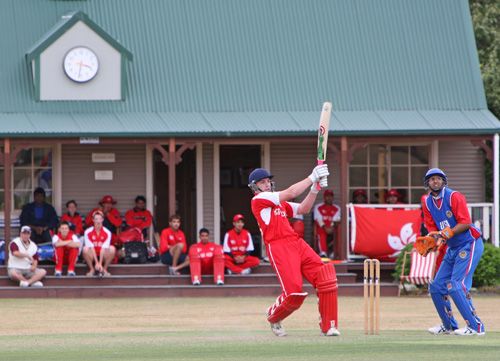 James Atkinson pulls the ball to the boundary during his 100 against ...