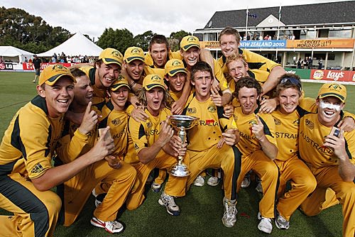 The Australians are all smiles after winning the Under-19 World Cup ...