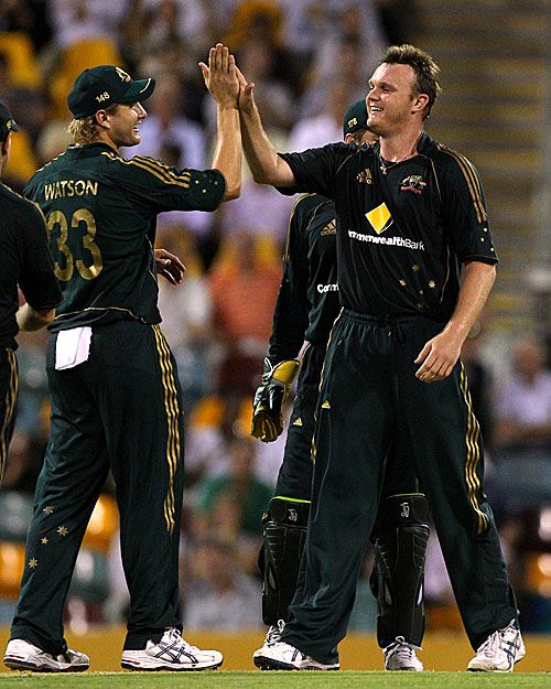 Doug Bollinger celebrates the fall of Chris Gayle | ESPNcricinfo.com