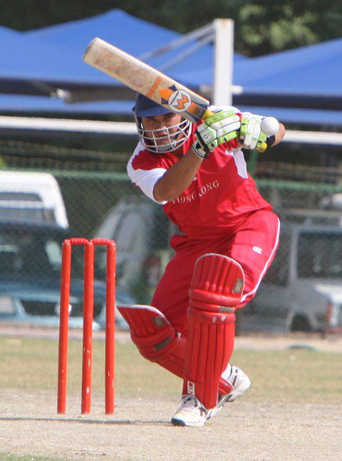 Roy Lamsam drives down the ground against Afghanistan | ESPNcricinfo.com