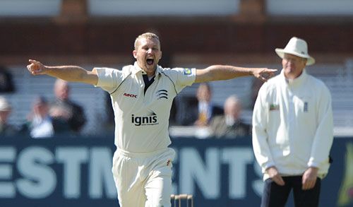 Gareth Berg is delighted to see the back of Mark Wallace | ESPNcricinfo.com
