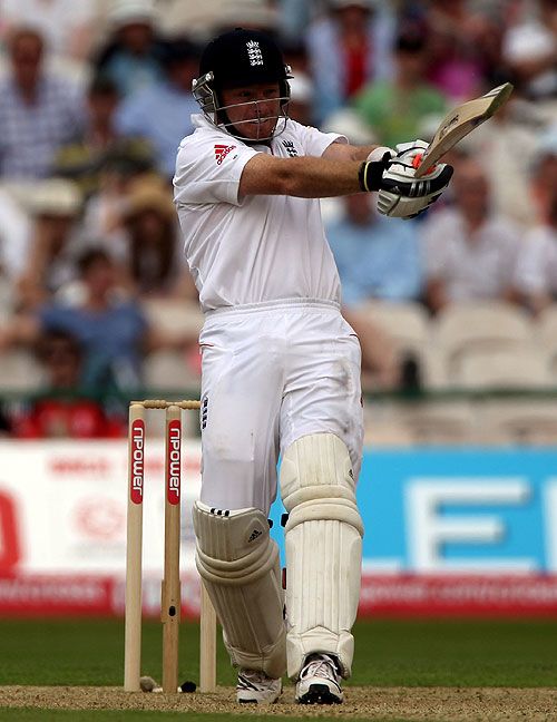 Ian Bell pulls through midwicket during an important innings for ...