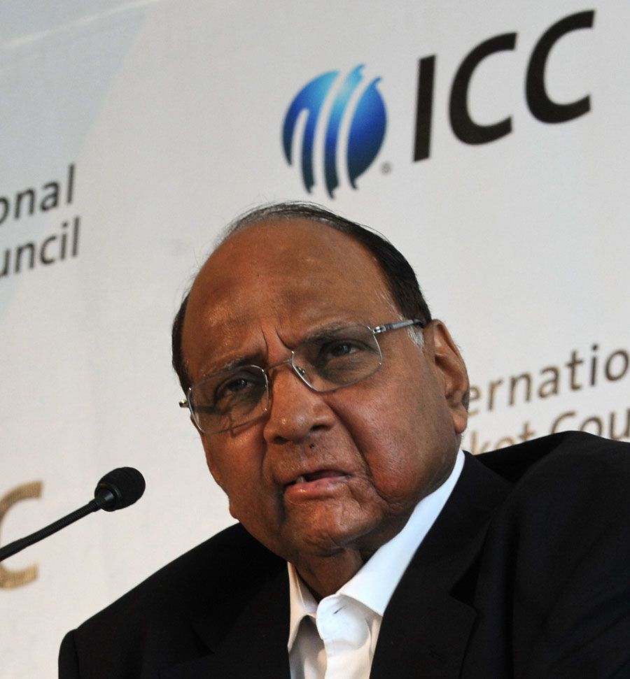 Sharad Pawar addresses the press after being elected as the new ICC ...