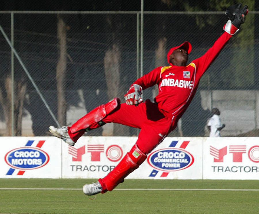 Zimbabwe Under-19 keeper Kudzai Sauramba makes an athletic save ...