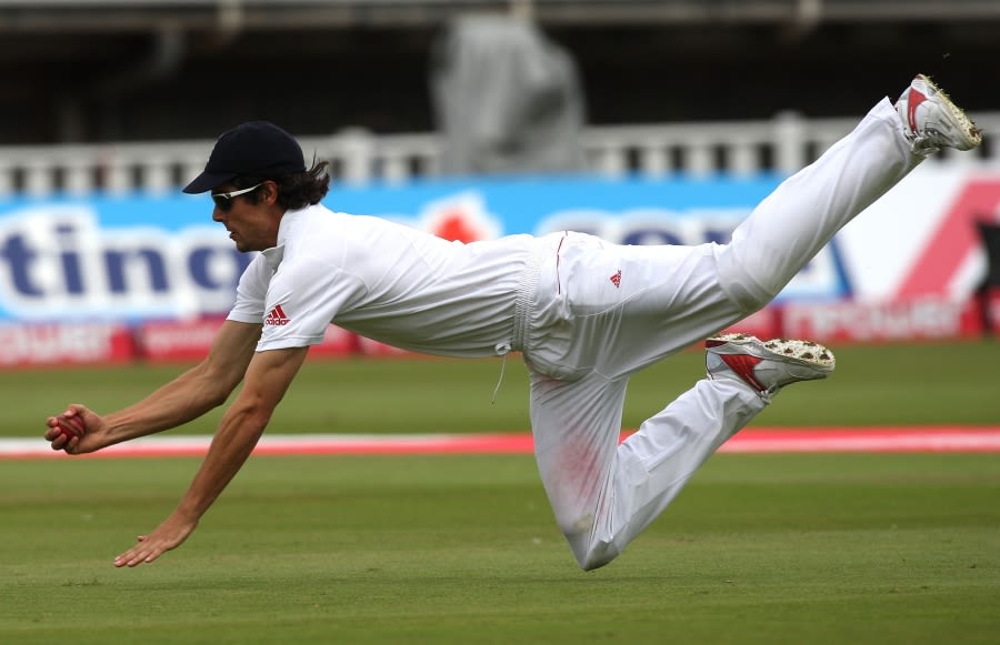 Alastair Cook leapt full length to complete the catch that got rid of ...