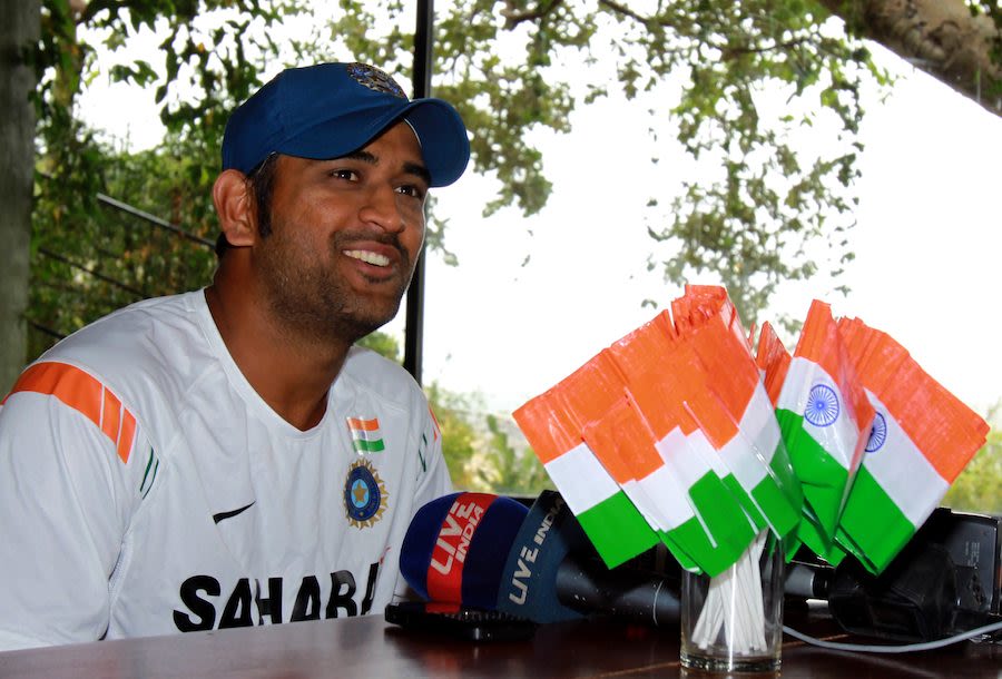 MS Dhoni at a press conference on India's Independence Day ...