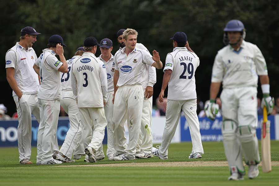 Luke Wright snared Derbyshire captain Greg Smith for 9 as the top order ...