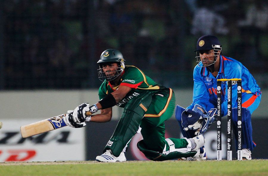 Raqibul Hasan sweeps during his run-a-ball 28 | ESPNcricinfo.com