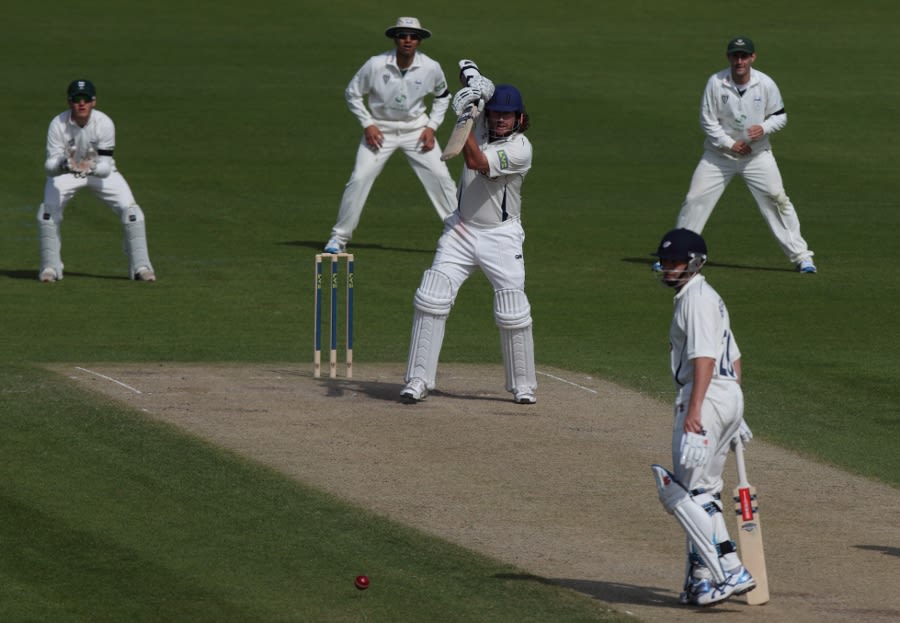 Ryan Sidebottom forces one through the leg side during his career-best ...