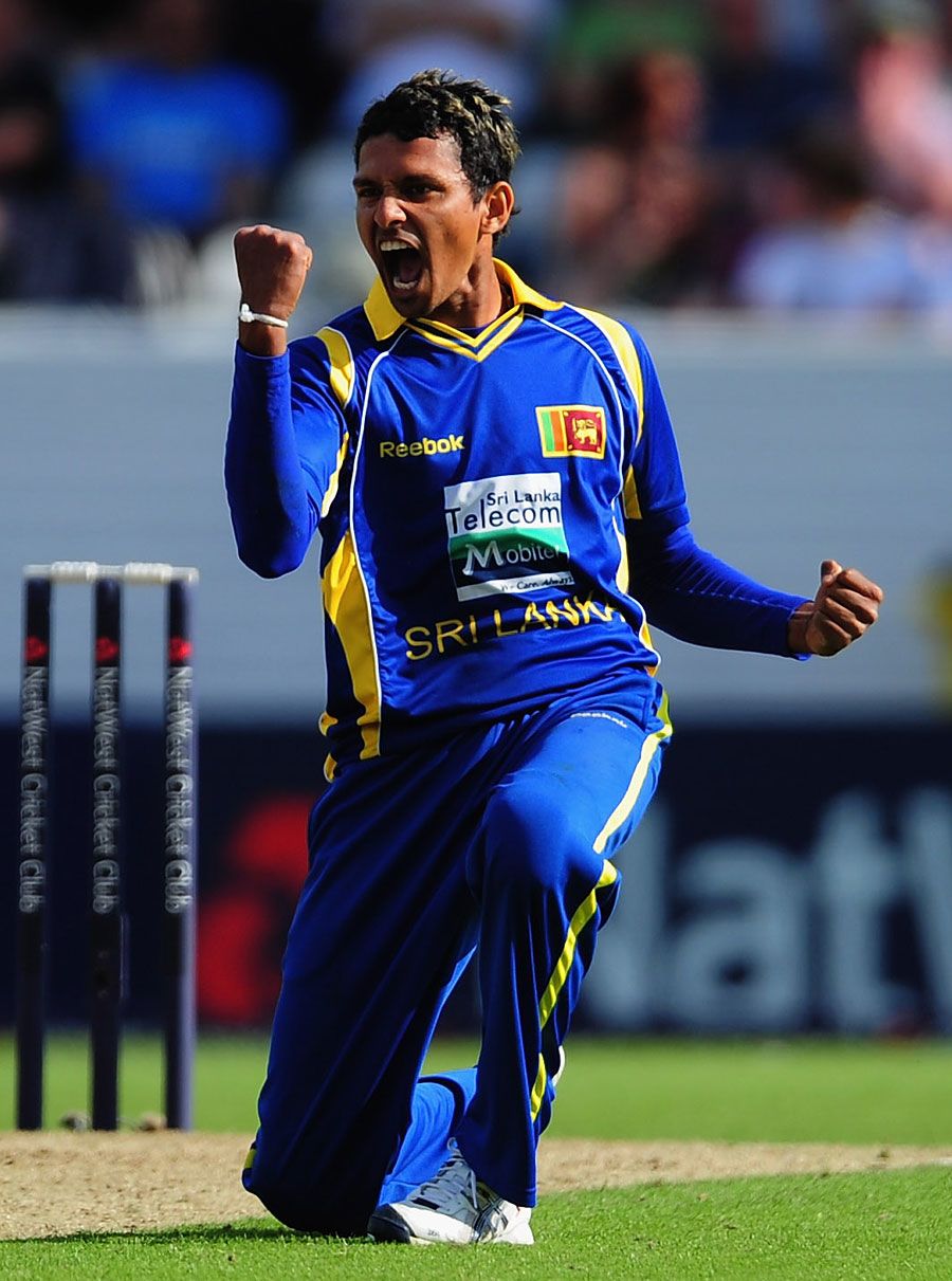 Suraj Randiv celebrates the key wicket of Eoin Morgan | ESPNcricinfo.com