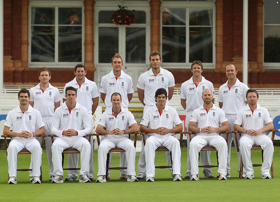 The England squad for the first Test lines up outside the Lord's ...