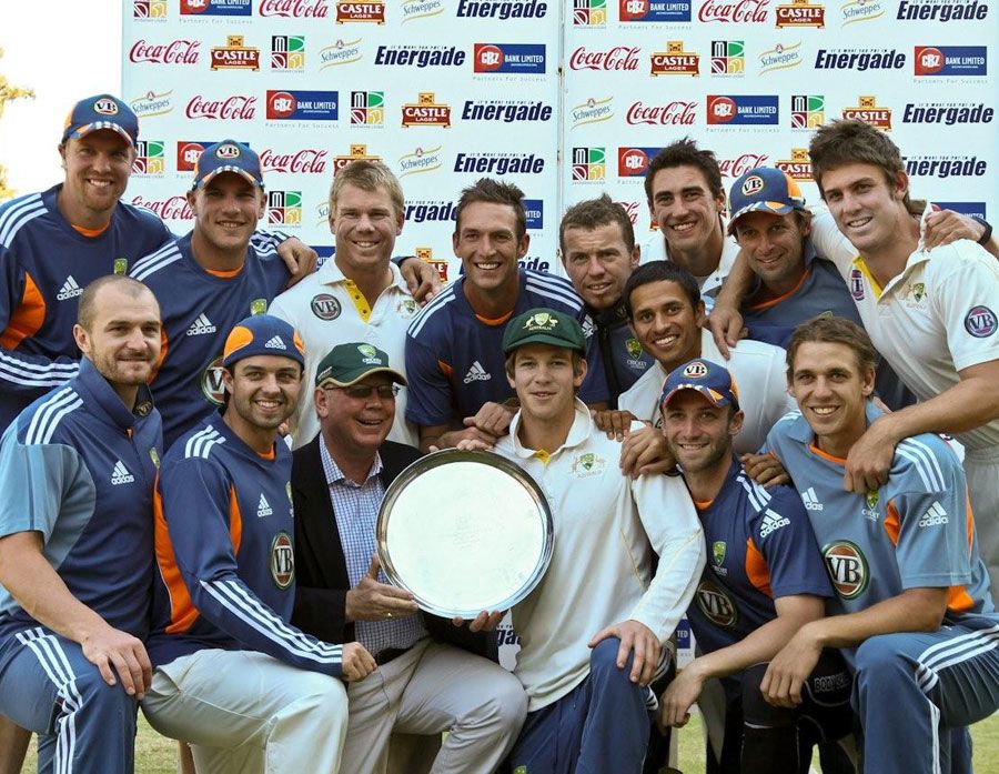Australia A pose with the trophy after defeating Zimbabwe XI ...
