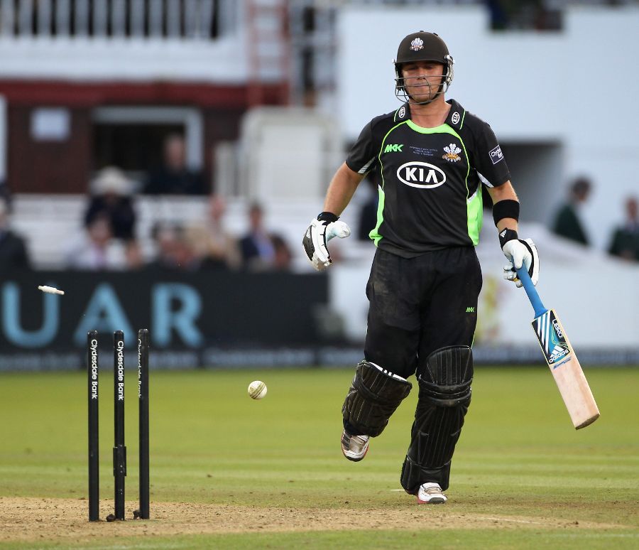 Rory Hamilton-Brown was run out by a direct hit from mid on ...