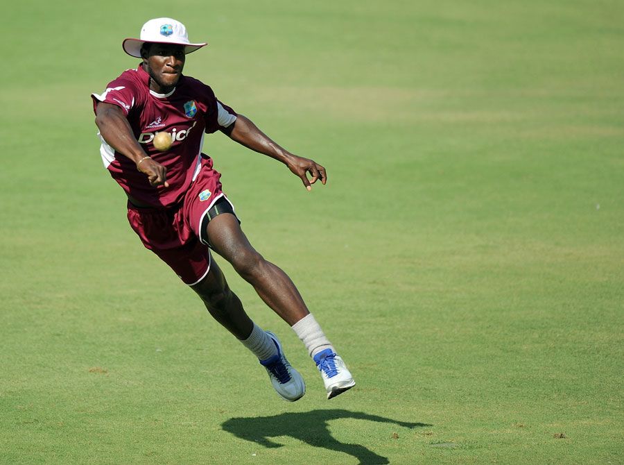 Darren Sammy participates in a fielding drill | ESPNcricinfo.com