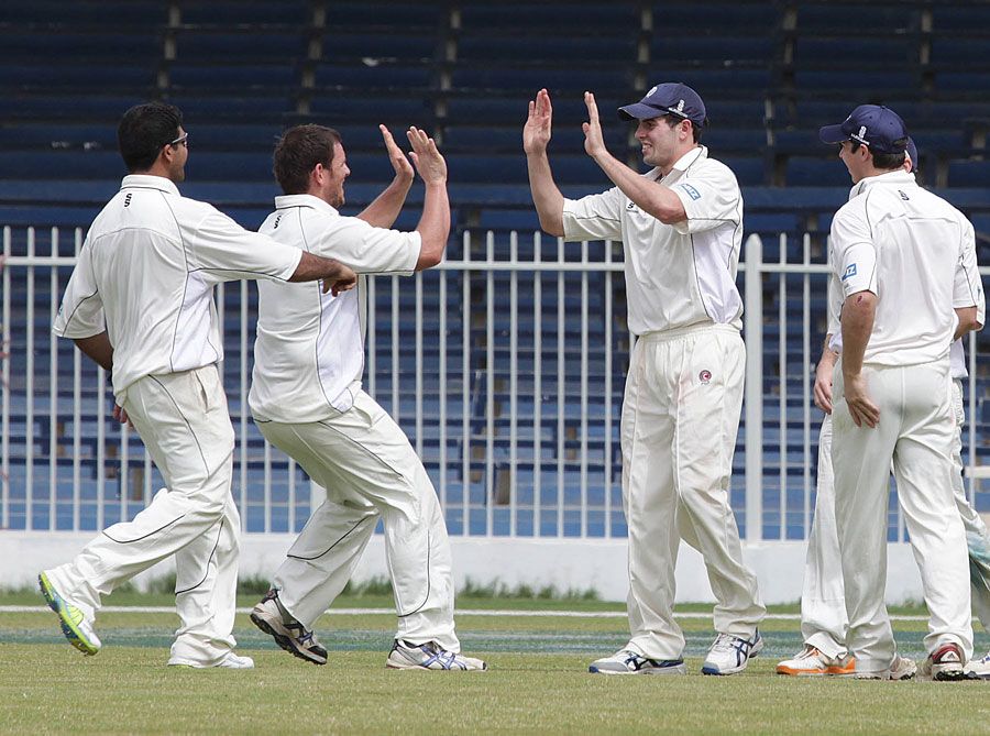 Gordon Goudie celebrates one of his three wickets | ESPNcricinfo.com