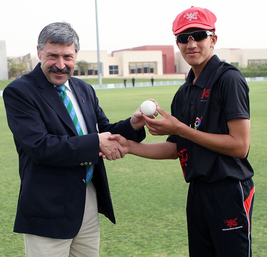 Match Referee presents Aizaz Khan with the match ball after his ...