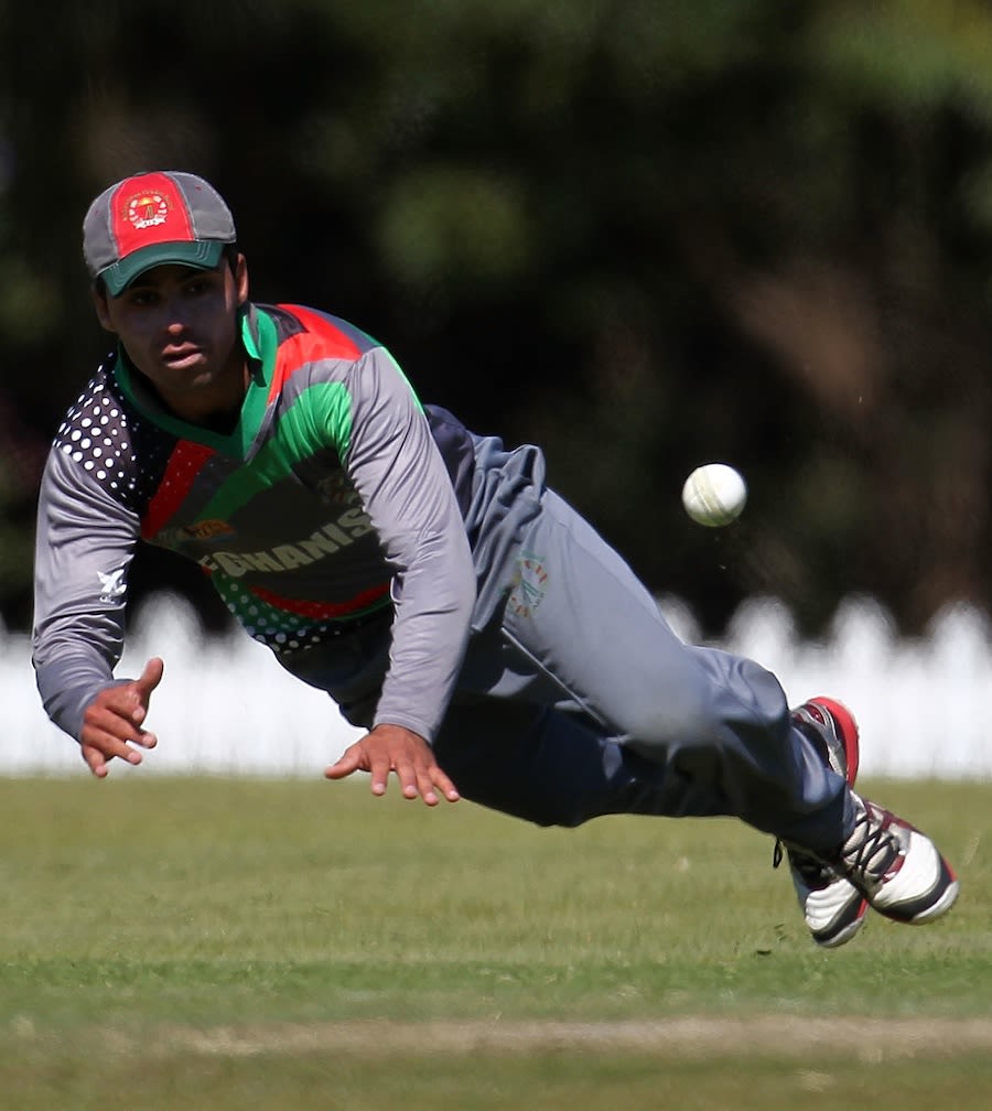 Mohibullah Paak fields during Afghanistan's opening match ...