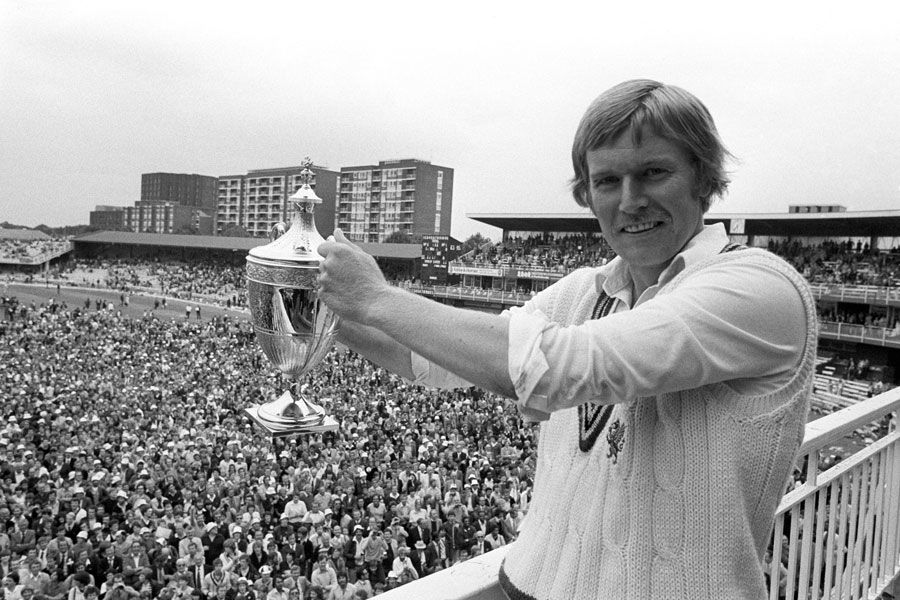 Somerset captain Brian Rose holds the Benson and Hedges cup ...