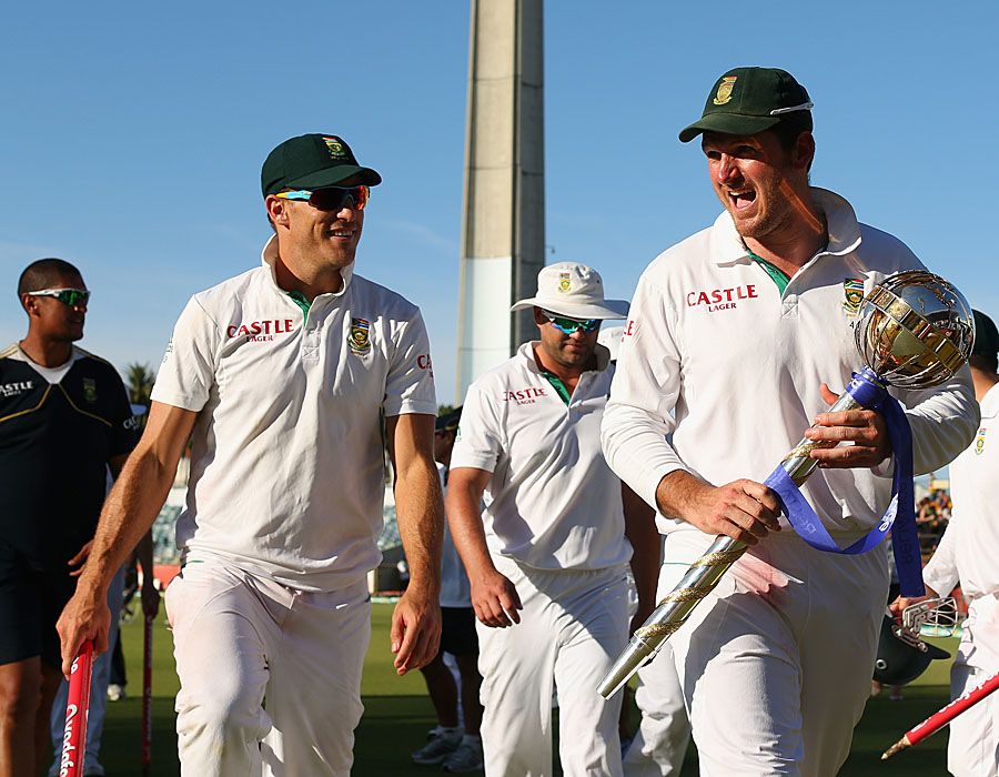 Graeme Smith with the ICC Test Championship mace after winning the ...