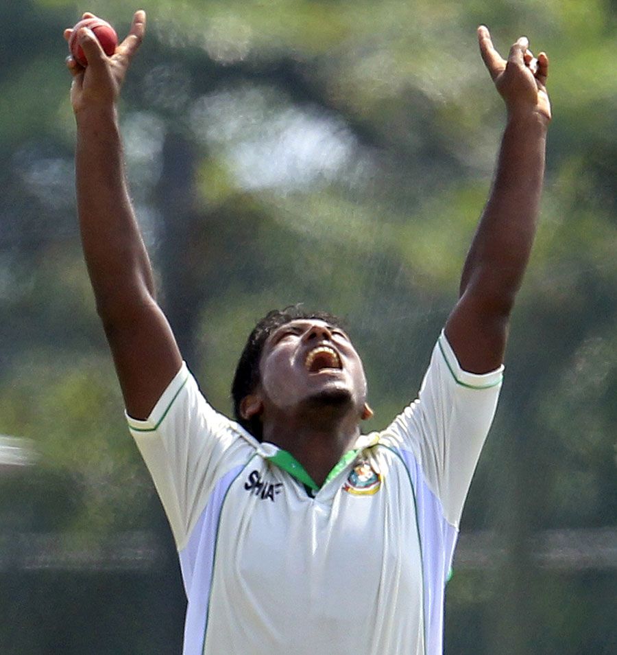 Abul Hasan raises his arms after catching Angelo Mathews | ESPNcricinfo.com