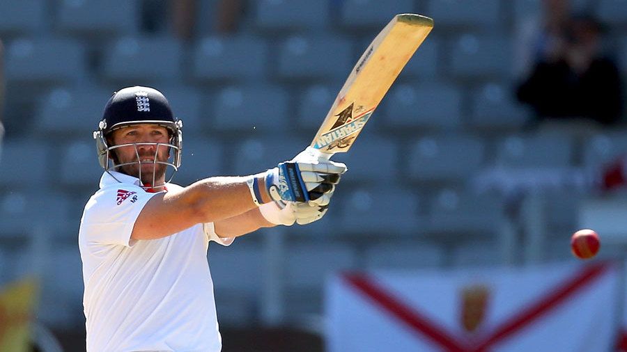 Team man Matt Prior celebrates his own success | ESPNcricinfo