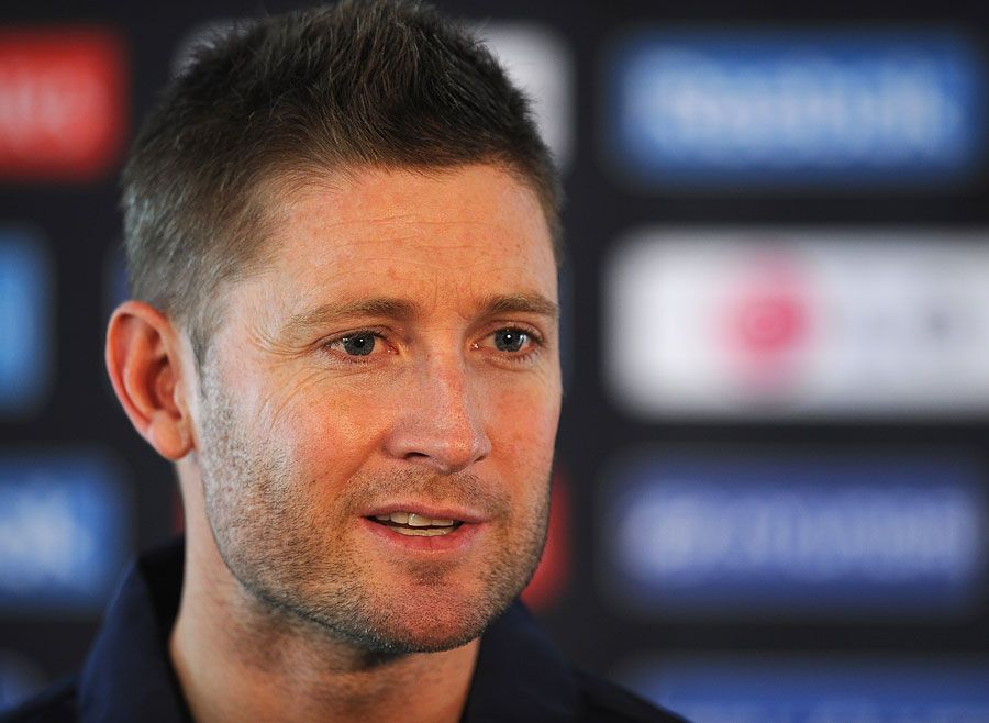 Michael Clarke gives his first press conference after arriving for the ...