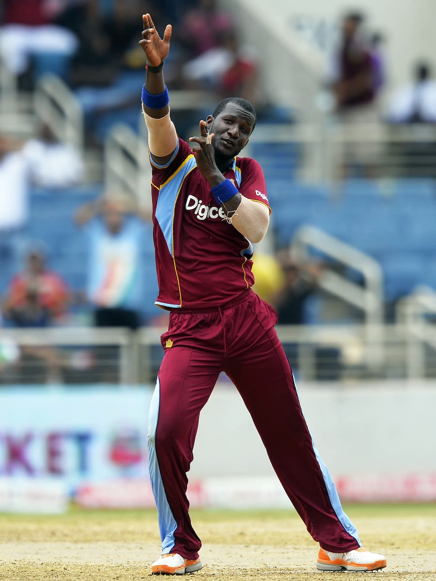 Darren Sammy gestures after Rohit Sharma's wicket | ESPNcricinfo.com