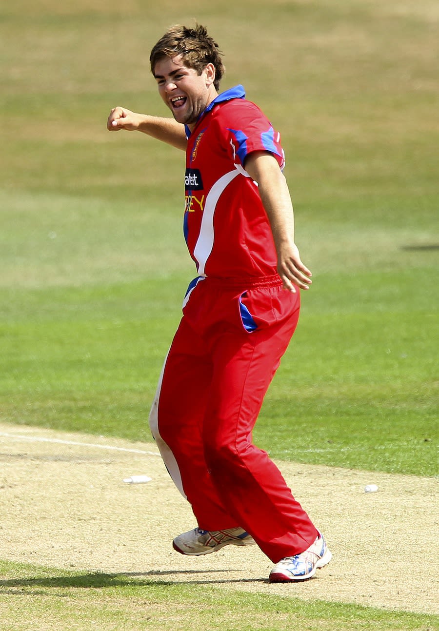 Charles Perchard is jubilant after a wicket | ESPNcricinfo.com