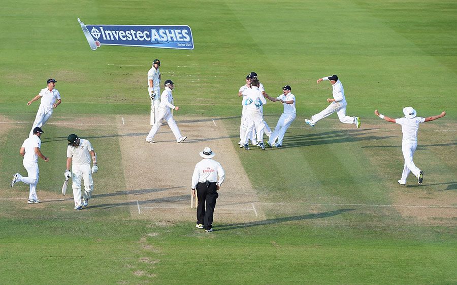 Moment of victory: Graeme Swann is mobbed after removing James ...