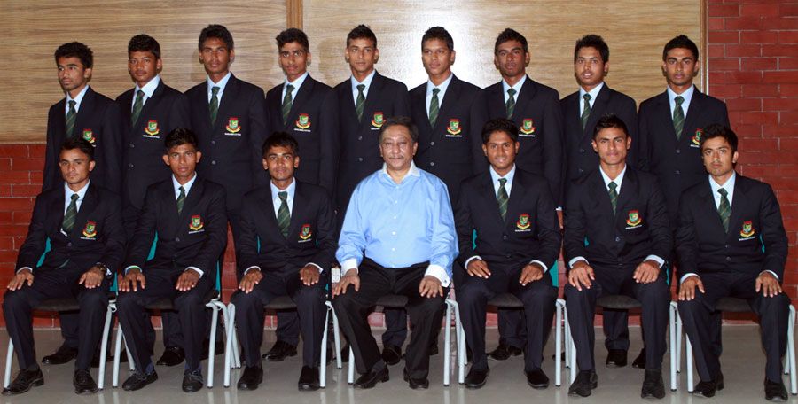 BCB president Nazmul Hassan with the Bangladesh Under-19 squad ...