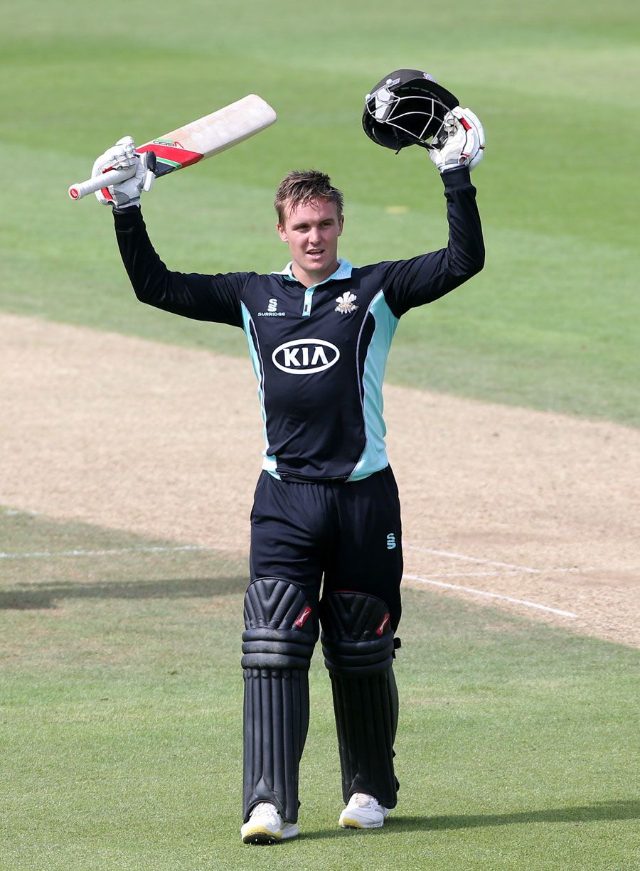 Jason Roy celebrates reaching his hundred | ESPNcricinfo.com