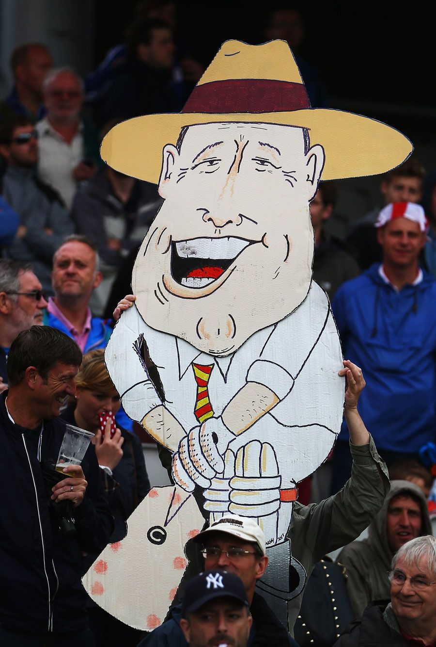 Fans hold up a cardboard cut-out of Geoffrey Boycott | ESPNcricinfo.com