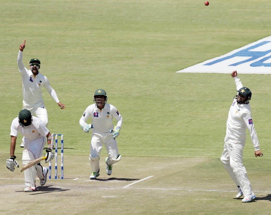 Pakistani players celebrate after dismissing Sikandar Raza ...