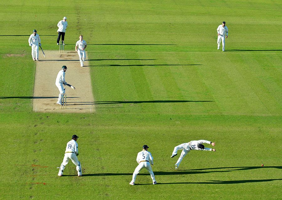 Despite a dive, Scott Borthwick couldn't quite reach the ball at second ...