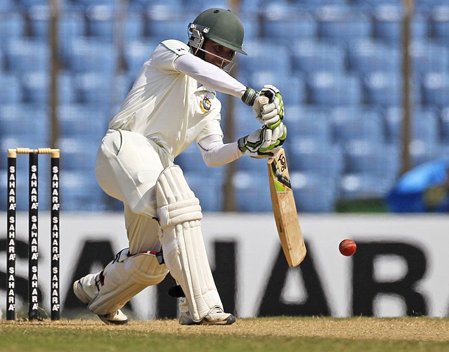 Mominul Haque drives during his century | ESPNcricinfo.com