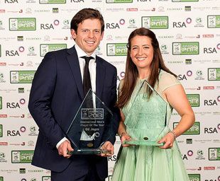Ed and Isobel Joyce with their awards | ESPNcricinfo.com