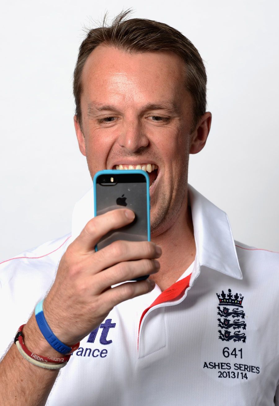 Graeme Swann has a laugh during the official portrait session ...