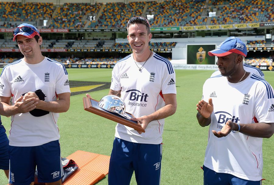 Kevin Pietersen was presented with a silver cap to mark his 100th Test ...