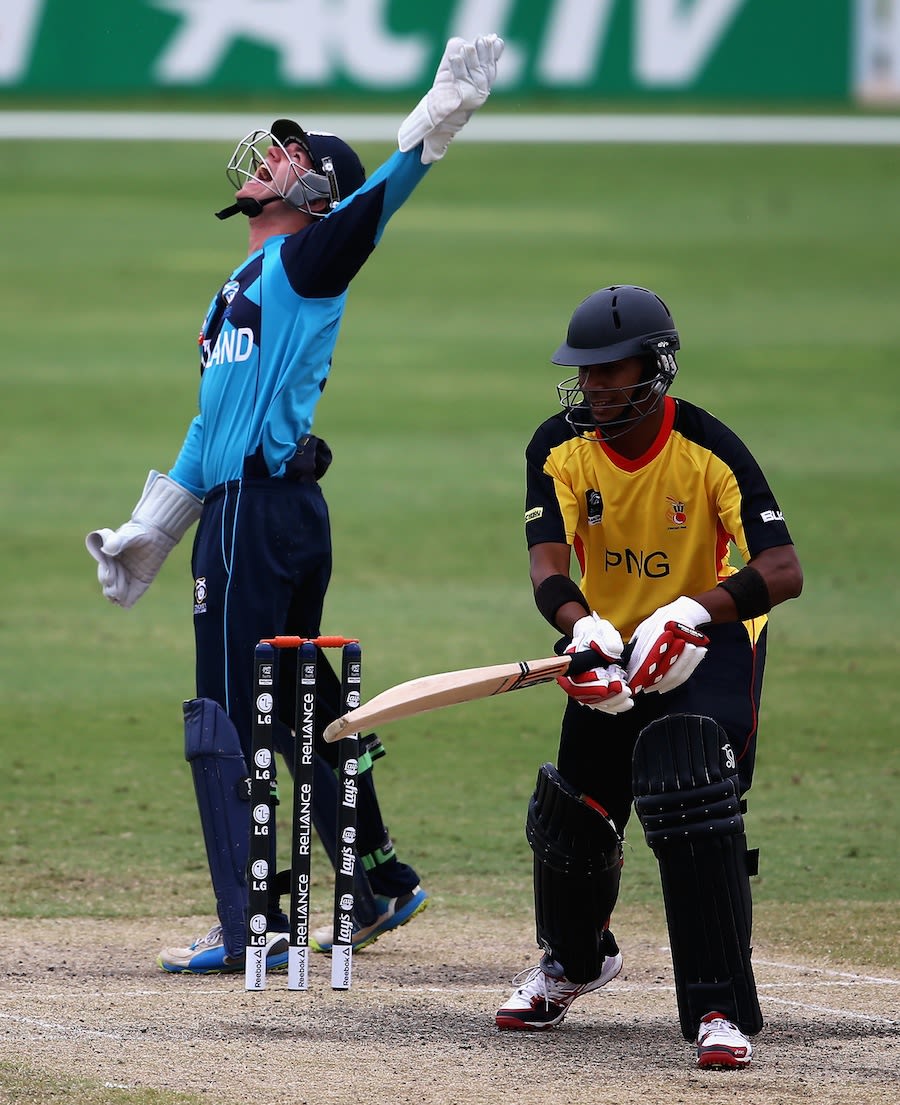 Matthew Cross celebrates the catch to dismiss Chris Amini ...