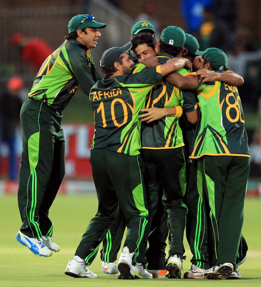 The Pakistan team celebrates its maiden ODI series win against South ...
