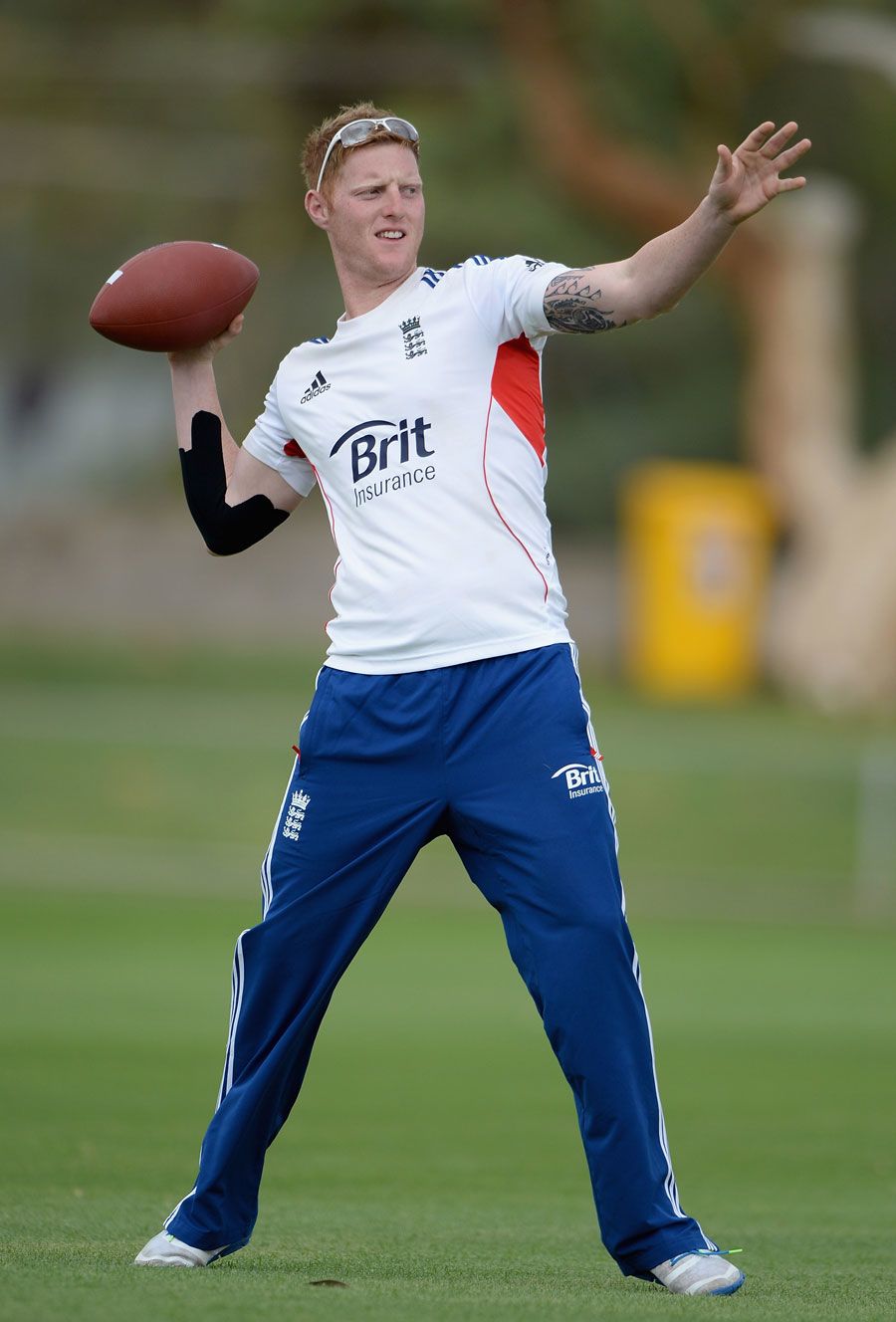 Ben Stokes throws an American football during training | ESPNcricinfo.com