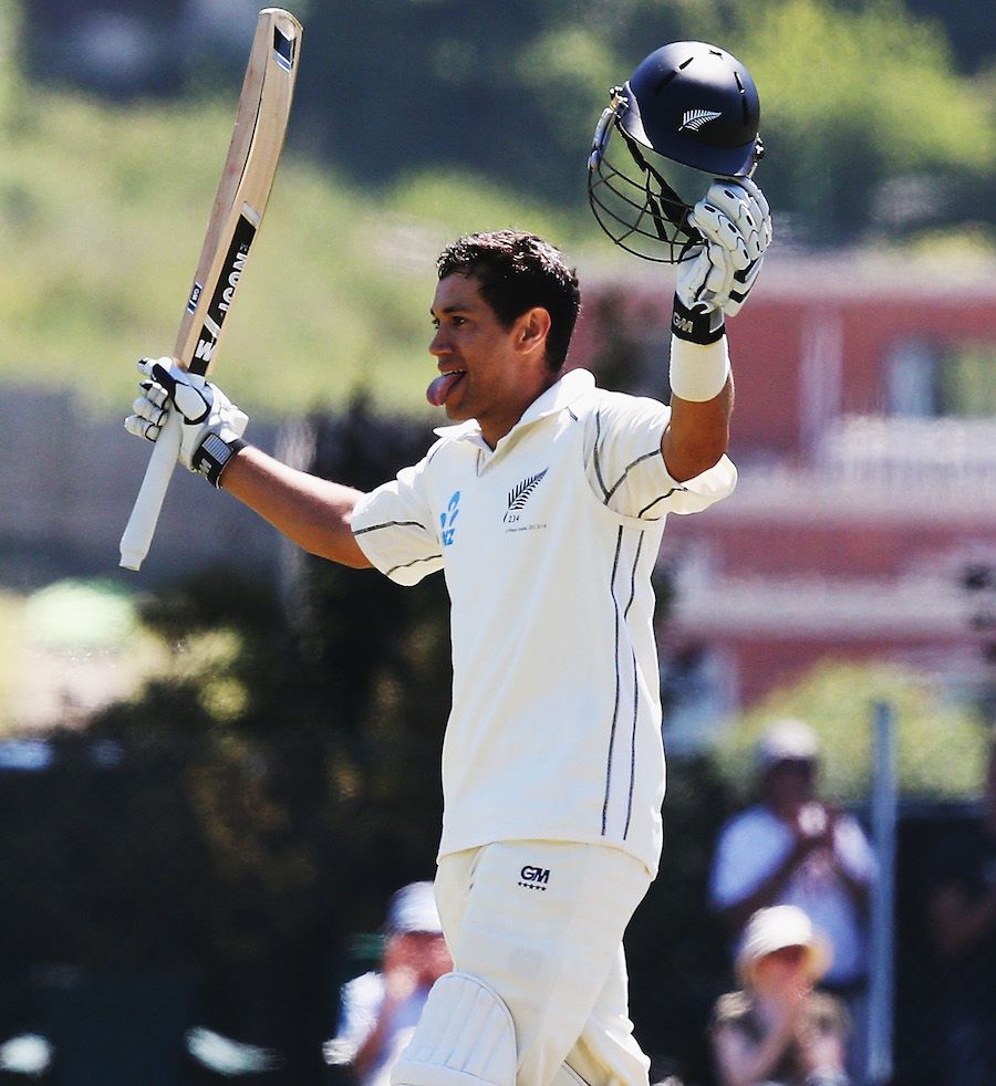 Ross Taylor acknowledges the applause on reaching his maiden double ...