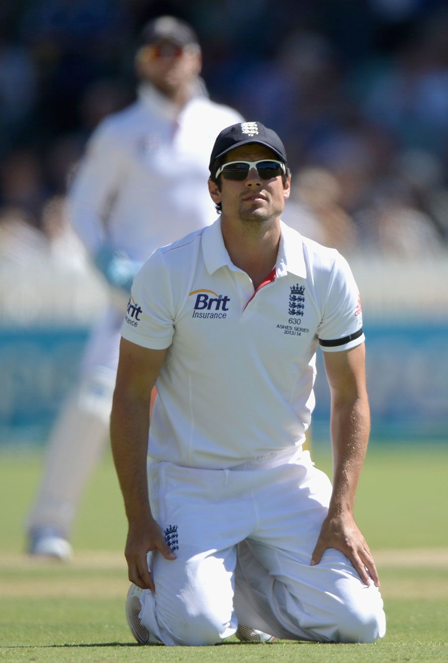 Alastair Cook on his knees in the field | ESPNcricinfo.com