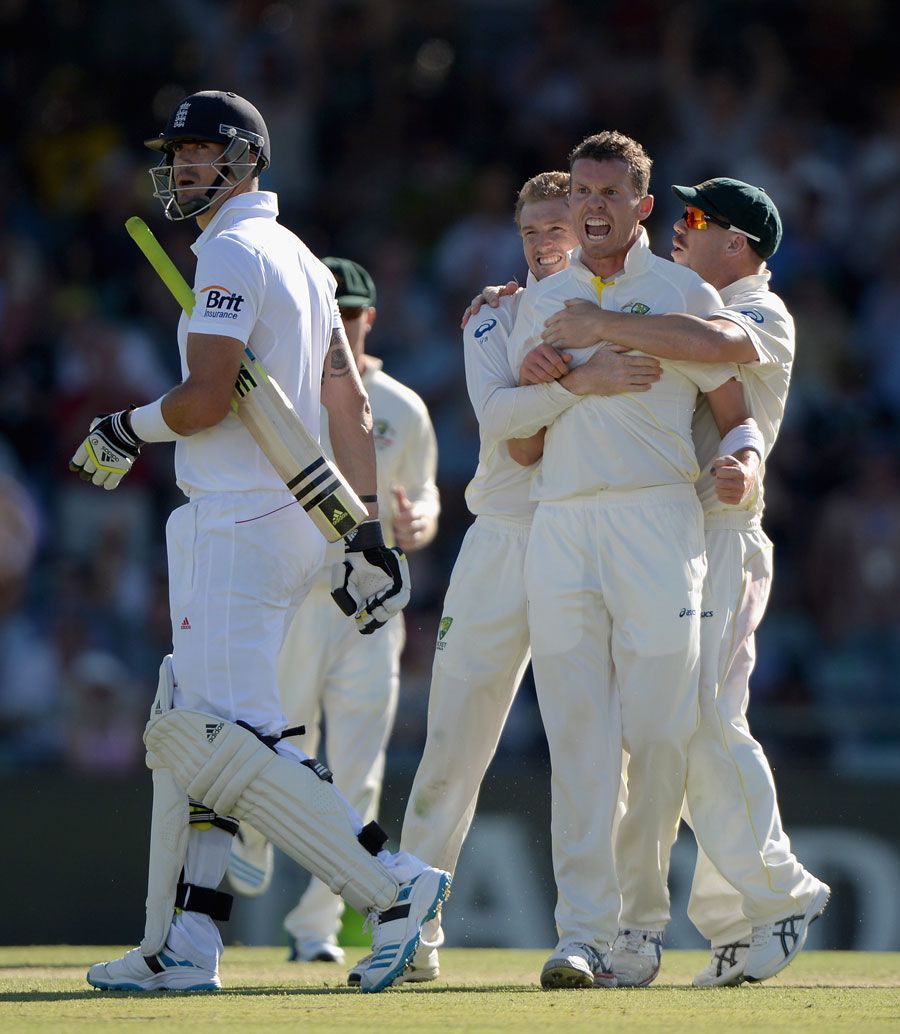 Peter Siddle was highly animated after dismissing Kevin Pietersen ...