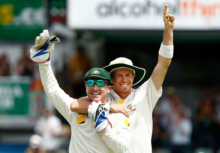 Brad Haddin and Peter Siddle enjoy the moment of victory | ESPNcricinfo.com