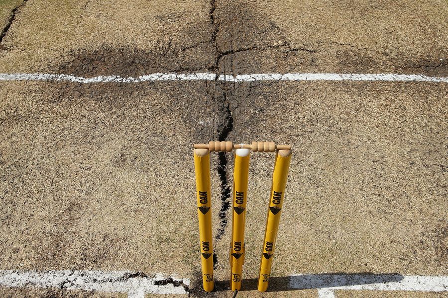 A general view of the pitch before start of play on the fifth day ...