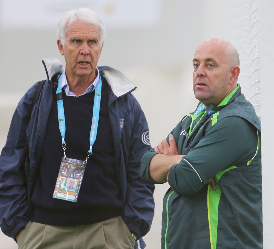 John Inverarity and Darren Lehmann at an Australia training session ...