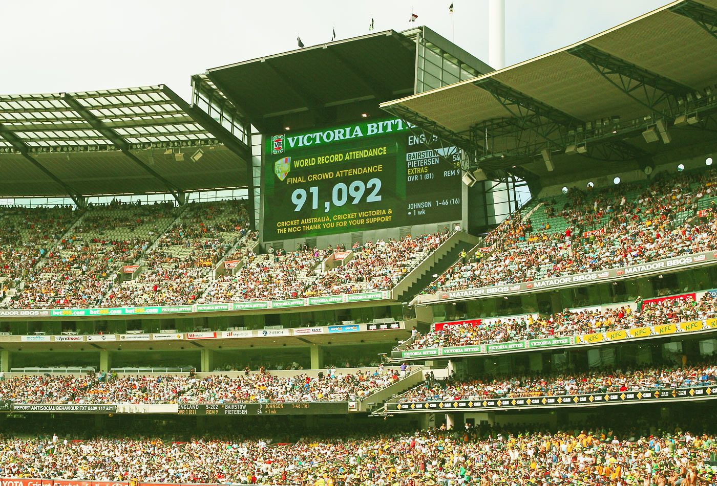 The scoreboard at the MCG confirms a record crowd | ESPNcricinfo.com